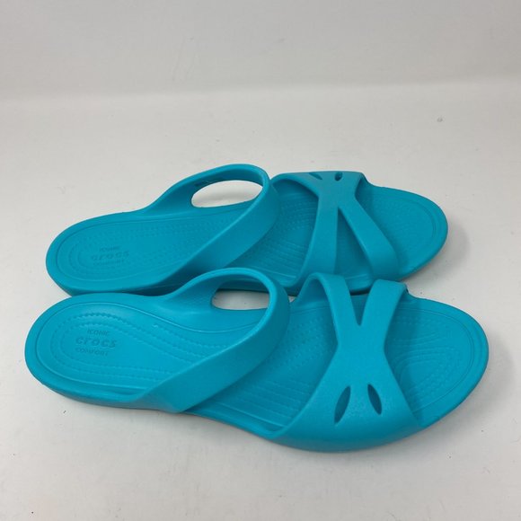 CROCS | Shoes | Crocs Womens Kelli Blue Slip On Rubber Lightweight Flat ...